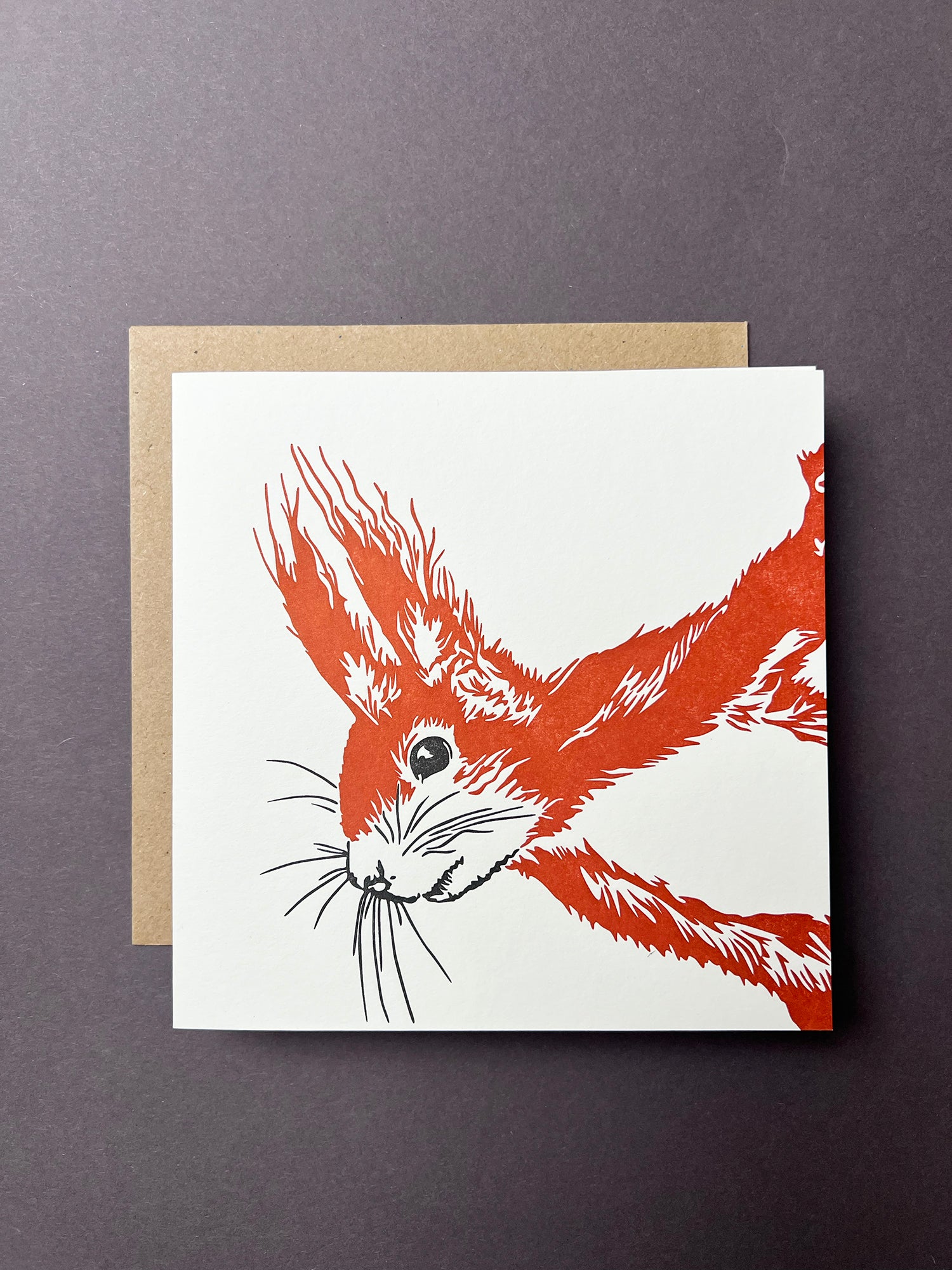 Cheeky Red Squirrel Letterpress Card – Penguin Ink Ltd